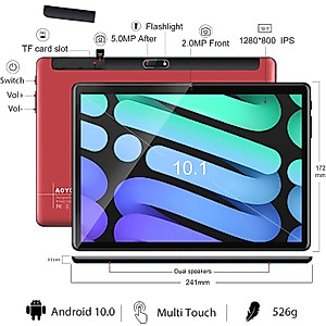 AOYODKG Android Tablet 10 Inch, Tablet with Keyboard Android 11 Tablets with 64GB and128GB Expand, 2.4G+5G WiFi Gaming Tablet, Bluetooth, 6000mAh Battery, HD Tablets