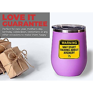 Archery Pink Edition Wine Tumbler 12oz - Warning Talking Archery - Funny Gift For Archery Coach Athlete Hunt Target Shot Trainer Arrow Bow Sport