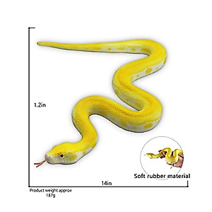 SIENON Realistic Fake Snakes Toy Soft Rubber Snake Figure Garden Snake Scare Birds and Squirrels, Python Action Model Snake Toy Figurines Stress Relief Toys Halloween Prank Props (Python)