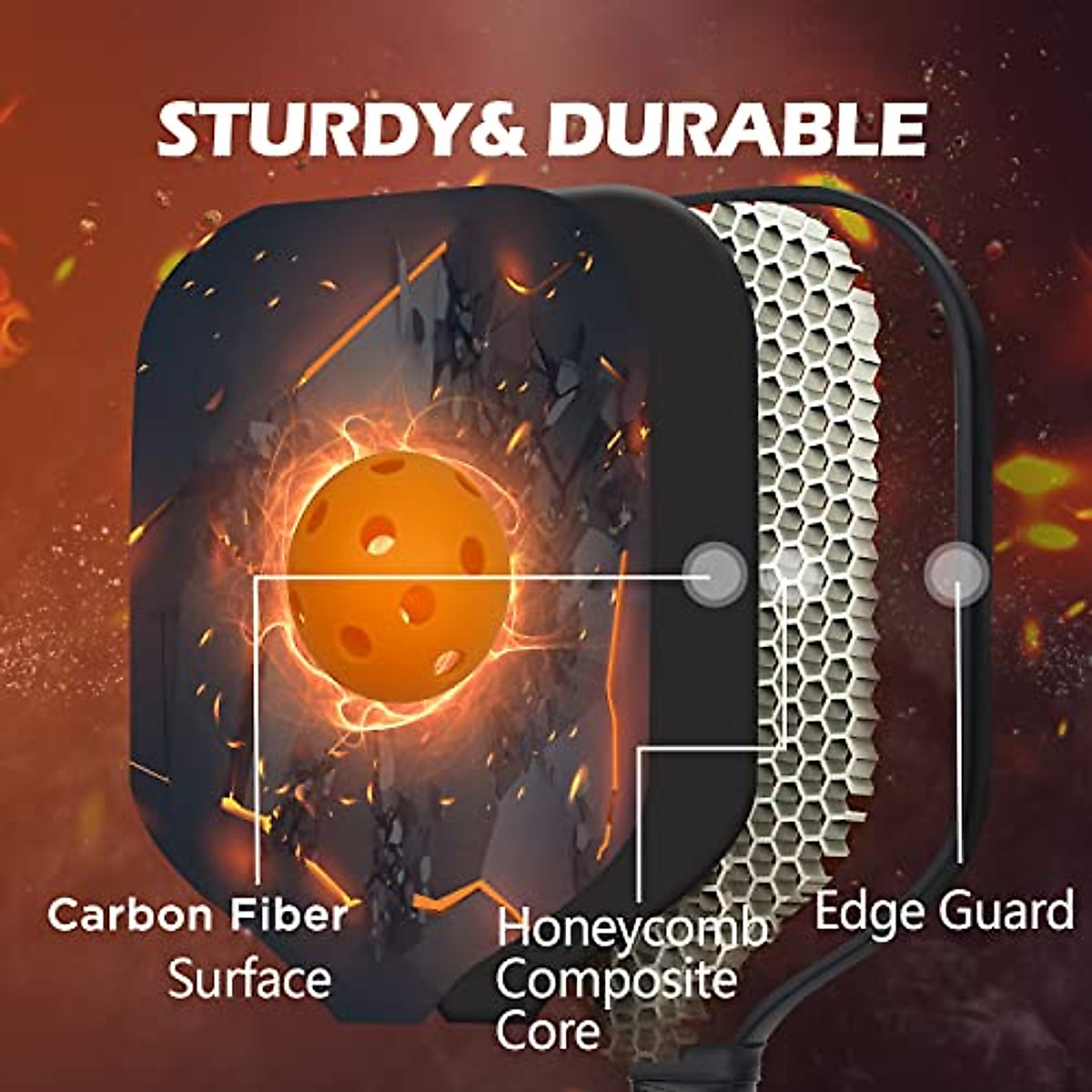 Pickleball Paddles, USAPA Approved Carbon Fiber/Graphite Face Lightweight Pickleball Set with Pickleball Rackets, Pickle Ball Paddle ​for Men, Women and Children