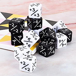 48 Pieces MTG Dice Counters Token Magic The Gathering Dice Set Creature Stats Buff Cube D6 Dice for CCG Card Card Games Accessory(Black, White)