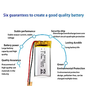 FREEDOH 3.7V Li-Polymer Battery 700mAh Lithium-ion Backup Battery 902040 Lithium-Polymer ion Rechargeable Battery with Protection Board (2pcs)