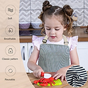 ATROPOS 2pcs Kids Aprons with Pockets, Kids Chef Aprons Boys/Girls Adjustable Kids Kitchen Apron for Cooking, Baking, Painting (2-6 Years)