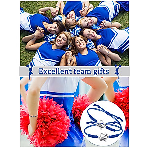 Inbagi 48 Pcs Cheerleader Gifts Cheer Bracelet Girls Cheerleading Charm Bracelet Adjustable Cheerleader Gifts for Cheer Team Cheerleading Jewelry Accessories Bulk (Blue)