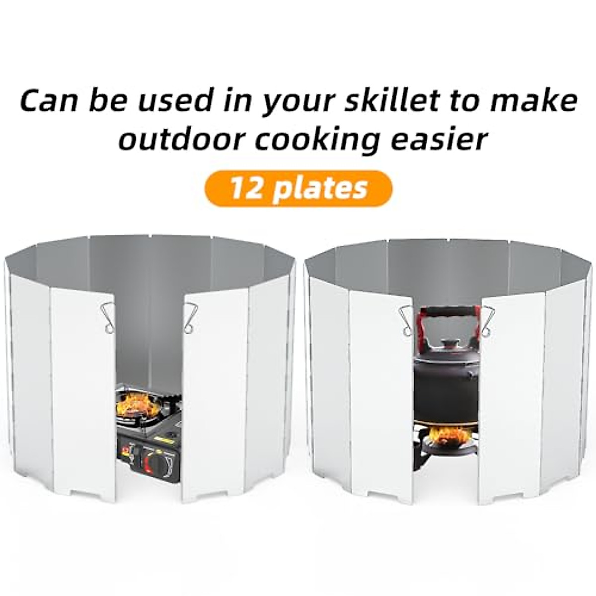 Camping Stove Windscreen 12 Plates Ultralight Folding Camp Stove Windscreen Portable Camping Stove Windshield for Use with Alcohol Stoves and Other Backpacking Stoves Butane Stoves
