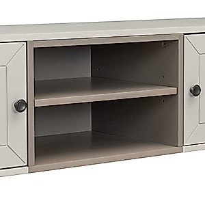 HAUSHECK Modern Floating Stand for 65 Inch TVs with 2 Large Storage, 3 Levels Adjustable Shelves, Cable Management & Magnetic Cabinet Door, Wall Mounted Entertainment Center Media Console, Beige