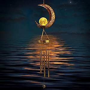 Moon Wind Chimes, Solar Wind Chimes Outdoor, Mothers Gifts, Gifts for Mom, Gifts for Women, Gifts for Grandma, Garden Courty ard Lawn Decor, Thanksgiving Gifts, Moon Decor