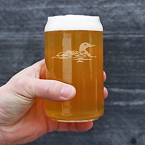 Loon Beer Can Pint Glass - Fun Bird Themed Gifts and Decor for Men & Women - 16 oz Glasses