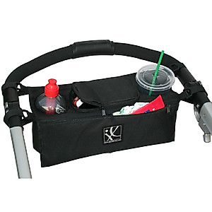 J.L. Childress Sip N Safe - Universal Stroller Accesory and Organizer - Deep Cup Holders, Zippered Compartments, Secure Pockets - for Jogging Strollers, Doona, Graco, Jeep, UPPAbaby, BOB - Black