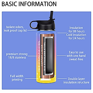 LUCKY ANDA Personalized Water Bottles for Kids W/Straw | Spout Lid, 18|32 Oz Custom Name Cute Stainless Steel School Boys Girls Water Bottle w/Handle, Customized Modern I Children Insulated Water Cup