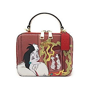 COACH Women's Box Crossbody (Crossgrain Leather - Cruella Motif - Red Apple Multi)