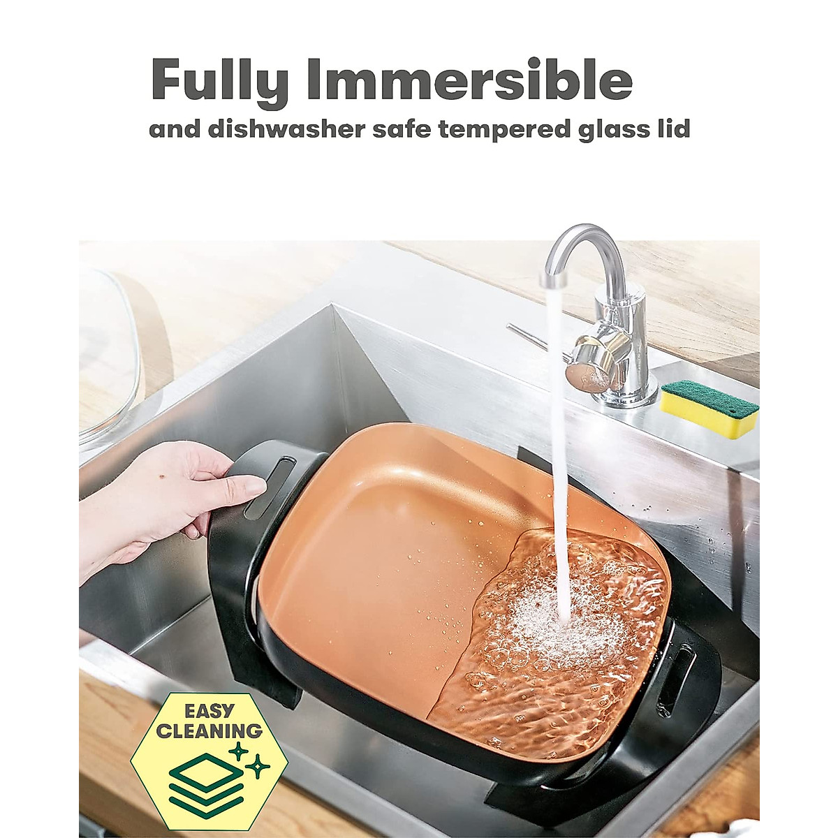 Ceramic Nonstick Electric Skillet - for Roast Fry Steam - Serves 4 to 6 People (12"x12")