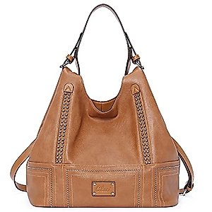 CLUCI Hobo Bags for Women Vegan Leather Purse Fashion Crossbody Shoulder Bags Top Handle Satchels Brown