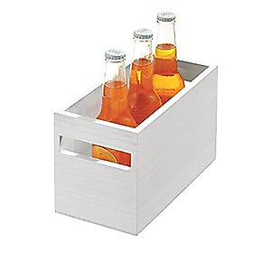 iDesign Renewable Paulownia Wood Collection Storage Bin with Handles, 10" x 5" x 6", White Wash