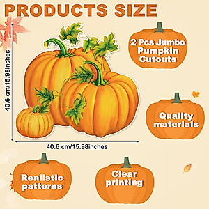 Watersay 2 Pcs Jumbo Pumpkin Cutouts Harvest Party Thanksgiving Wall Decoration Fall Pumpkin Classroom Decoration Large Pumpkin Cut Out Autumn Classroom Decor for Halloween Fall Party Supply