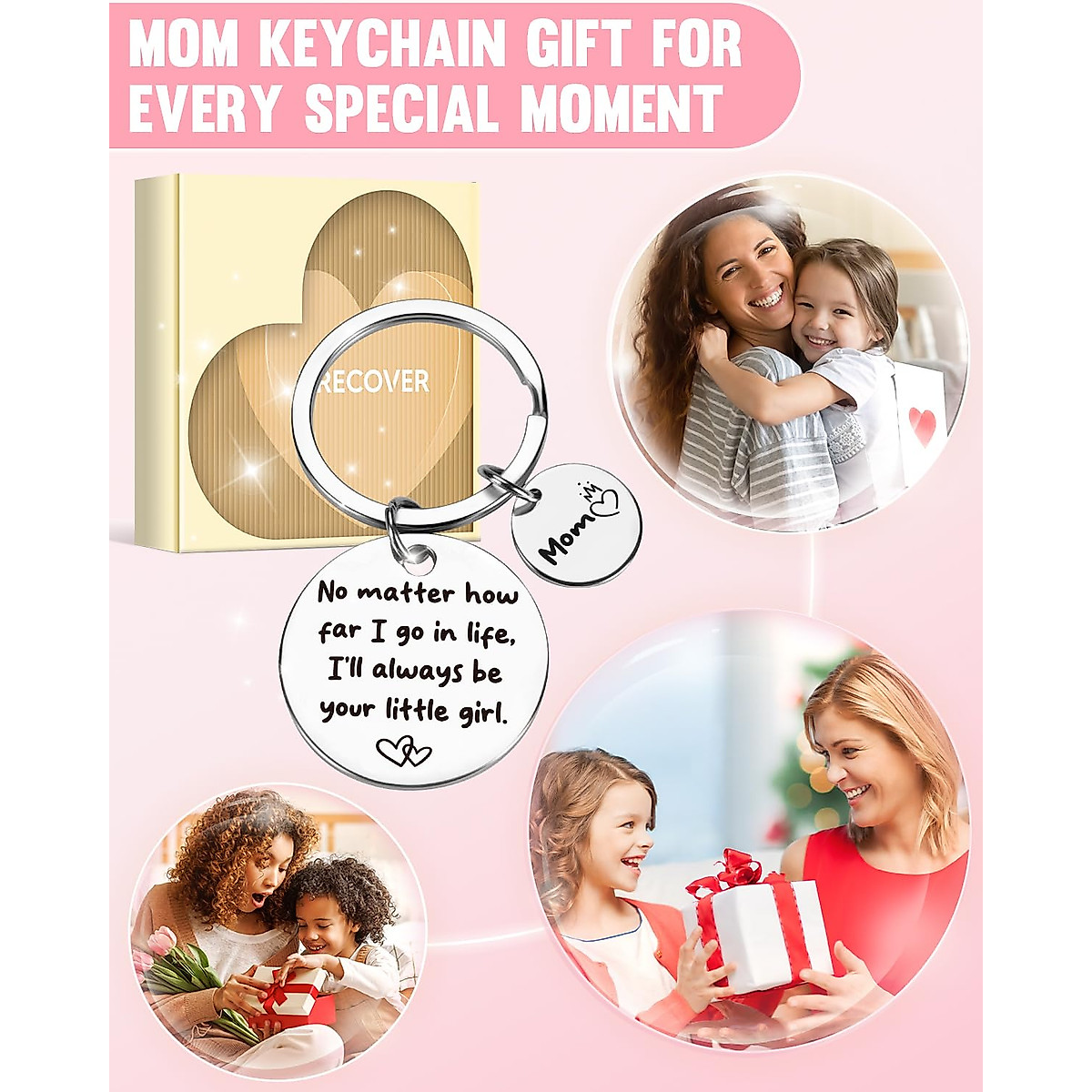Mothers Day Gifts for Mom from Daughter - Personalized Mother's Day Gifts Bulk Keychain Gift for Women First Mom Funny Birthday Gift Ideas Gifts for New Mom Step Mom Mother in Law Kids Little Girl