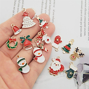 JJGrace 60Pcs Assorted Gold Plated Enamel Christmas Pendants Charms for Necklace Earring Bracelet DIY Jewelry Making and Crafting