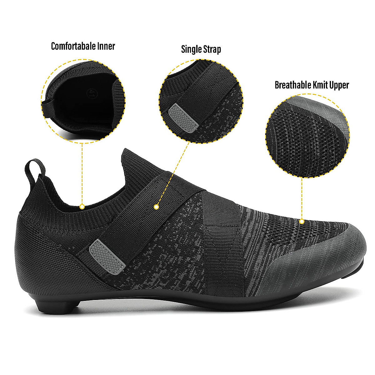 Unisex Cycling Shoes Compatible with Peloton Bike & SPD Indoor Road Riding Biking Bike Shoes with Delta Cleats Included for Men Women Black M5.5 X