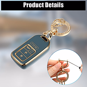 X AUTOHAUX 5 Button TPU Smart Keyless Entry Remote Control Key Fob Case for Honda Accord Civic CR-V Insight Passport Pilot with Chain Blue