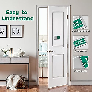 Privacy Sign, Do Not Disturb/Welcome Sign for Home Office Restroom Conference Hotles Hospital, Privacy Slide Door Sign Tells Whether Room in Vacant or Occupied, 7'' x 2'' Indicator - Silver