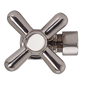 Westbrass D105BX-07 1/4-Turn Cross Handle Angle Stop Shut Off Valve, 5/8" OD x 3/8" OD, Satin Nickel