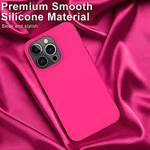 DEENAKIN Compatible with iPhone 14 Pro Max Case with Screen Protector,Soft Flexible Silicone Rubber Cover for Women Girls,Slim Fit Shockproof Protective Phone Case 6.7" Hot Pink