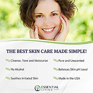 Essential Living: Witch Hazel Toner - Pure and Unscented - 12 oz. Natural Botanical Facial Skin Care Product for Acne and Blemishes - Helps Balance Skin pH - Fights Skin Inflammation - Made in the USA