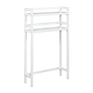 New Ridge Home Goods Solid Wood Dunnsville 2-Tier Space Saver for Extra Storage, WHITE