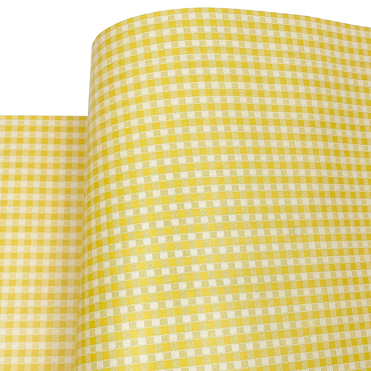 Yifely Yellow & White Checkered Plaid Furniture Paper Self-Adhesive Shelf Liner Base Cabinet Decor 17.7 Inch by 9.8 Feet