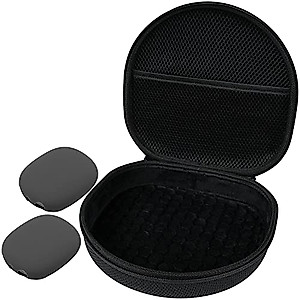 ProCase Hard Case for New AirPods Max, Travel Carrying Headphone Case with Silicone Earpad Cover & Mesh Pocket, AirPods Max Protective Portable Storage Bag -Black