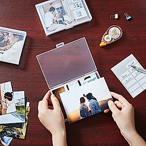 Lifewit Photo Storage Box 4x6 Photo Case, 18 Inner Photo Keeper, Clear Photo Boxes Storage, Plastic Photo Organizer Craft Storage Box for Seeds Cards Pictures Stamps with 1 Sheet Label Sticker