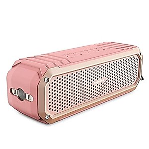 COMISO Bluetooth Speakers with Lights, Loud Dual Driver Wireless Portable Speaker, HD Audio Enhanced Bass, Built in Mic Clear Call Support Aux Input, TF Card, FM Radio Long-Lasting Battery Life (Pink)