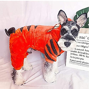 AIHANCH Tiger Dog Costume Soft Velvet Dog Clothes Winter Dog Hoodie Funny Pet Halloween Costume Dog Outfits for Small Dogs Puppy (X-Small)
