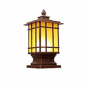 JSBDPHW European Style E27 Pillar Lamp Outdoor Waterproof Gate Column Light Glass Lampshade Villa Courtyard Garden Decoration Post Light Lawn Base Landscape Light