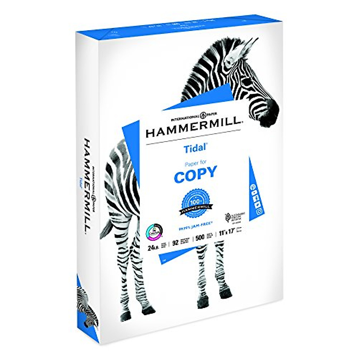 Hammermill Printer Paper, 24 lb Tidal Copy Paper, 11 x 17-1 Ream (500 Sheets) - 92 Bright, Made in the USA, 162360R