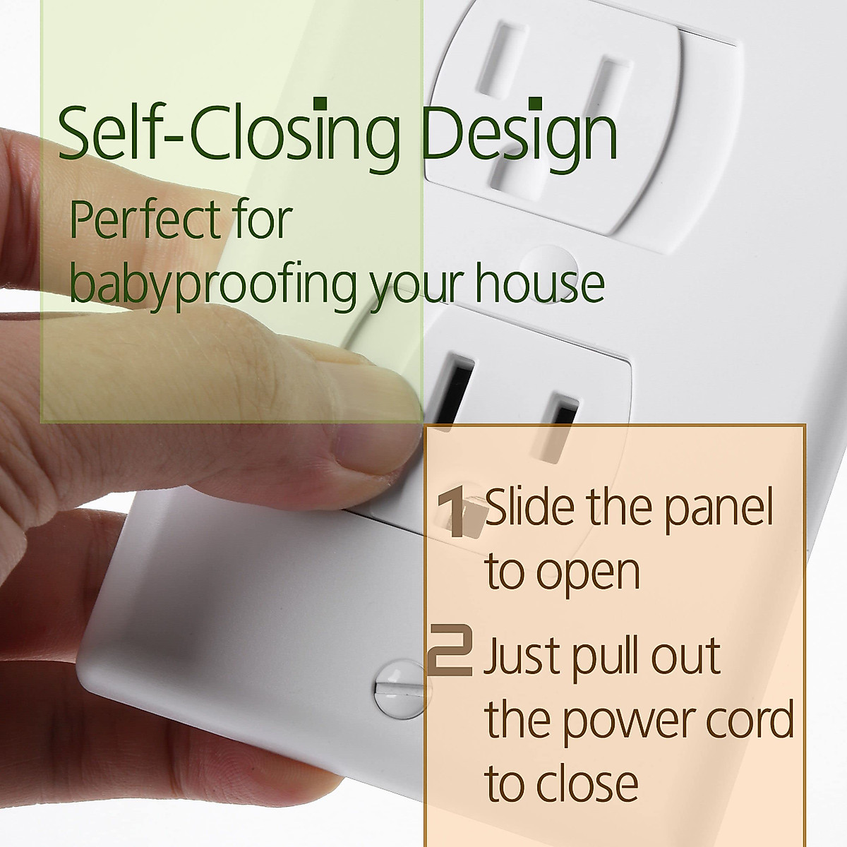 Bates- Self Closing Outlet Covers, 2 Pack, Sliding Outlet Covers, Outlet Cover, Outlet Covers Baby Proofing, Baby Outlet Cover, Baby Proofing Outlet Cover, Plug Covers for Electrical Outlets