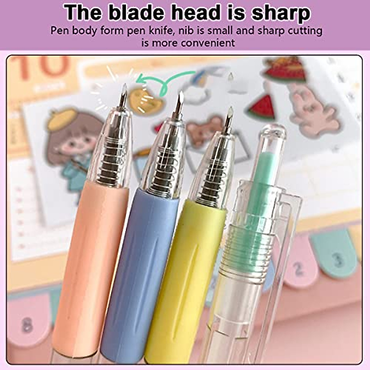 6PCS Student Utility Knife Pen-Cartoon Pattern Craft Cutting Tool Paper Pen Cutter Knife Creative Retractable，Art Utility Precision Paper Cutting Carving Tools