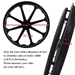 (1 Pair) Wheelchair Rear Wheel Replacement Tire, Wheelchair Tire, 24 "X 1" Universal Flat-Free Polyurethane Tire, Suitable For Manual Wheelchair Tire Replacement