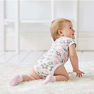 Gerber Baby Girls 5-Pack Short Sleeve Variety Onesies Bodysuits Elephants/Flowers 3-6 Months