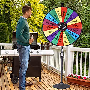 WinSpin 36 Inch Heavy Duty Prize Wheel Dual Use Adjustable Tabletop and Floor Stand Large Fortune Wheel with Dry Erase Marker & Eraser 18 Slots Spinning Wheel for Carnival Spinner Game Tradeshow