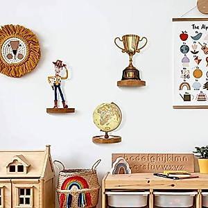 AceList 3-Pack Round Floating Shelves for Wall Decor, 6'' Diameter Beech Wood Circle Floating Shelf, Cup Plant Wall Shelves for Bedroom, Bedroom, Living Room, Bathroom, Kitchen