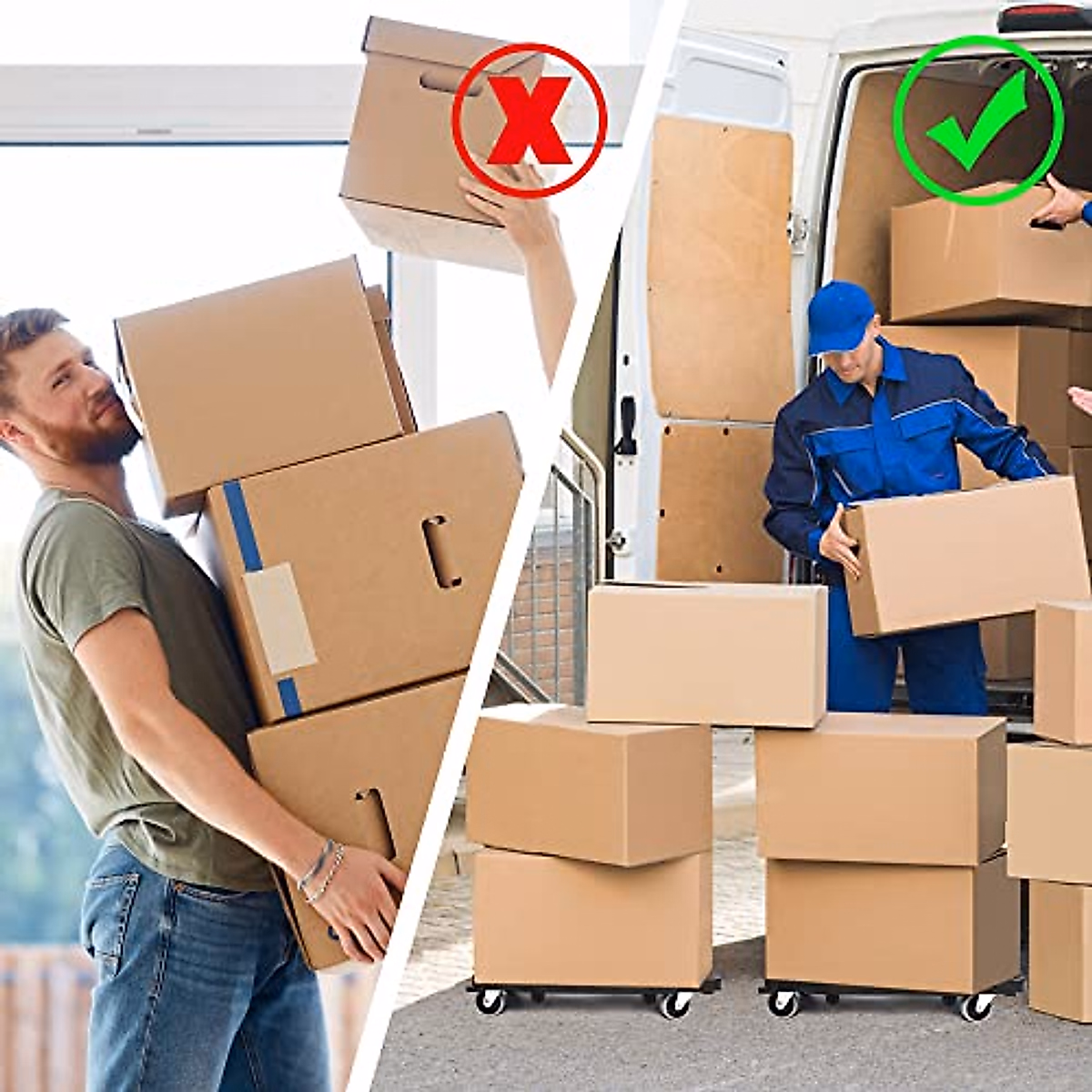 Furniture Dolly for Moving 2 Packs BTBFAMI Portable Furniture Movers with Wheels Moving Dolly,Small Flat Dolly Cart 4 Wheels Heavy Duty 500 Lbs Capacity Black