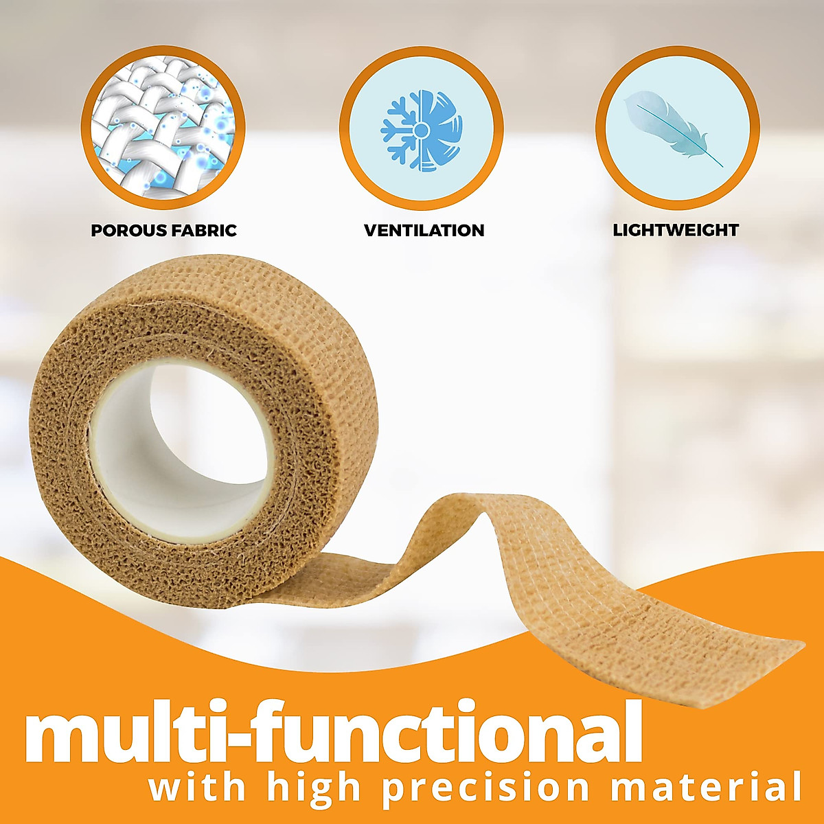 Self Adhesive Bandages - 1" x 5 Yards Per Roll - Pack of 12 Rolls, Elastic Self Adherent Cohesive Wrap First Aid Tape for Sprain Swelling and Soreness on Wrist and Ankle