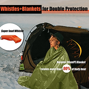 Frelaxy Emergency Blanket 2-Pack/4-Pack, Extra-Thick Extra-Large Space Blankets with Whistles, Storage Pouchs, and EVA case, 83" x 60"