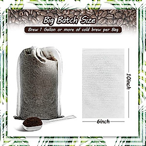 No Mess Cold Brew Bags, 60PCS Cold Brew Coffee Filters 6”x 10” Disposable French Press Filter Bags Fine Mesh Brewing Bags with Drawstring for Iced Coffee Maker Hot Tea in Mason Jar or Pitcher
