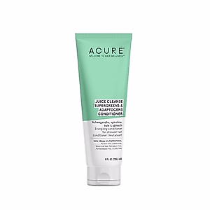 Acure, Juice Cleanse Supergreens Adaptogens 100 Vegan Antioxidant For Stressed Hair Ashwagandha Spirulina Kale Spinach Brightens ReEnergizes Hair, Conditioner, 8 Fl Oz