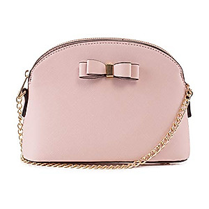Emperia Eva Small Cute Saffiano Faux Leather Dome Crossbody Bags Shoulder Bag Purse Handbags for Women Blush