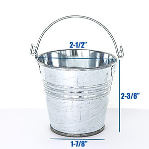 GIFTEXPRESS 12 Pack Mini Metal Buckets with Handles, Small Galvanized Tin Pails for Party Favor, Succulent, Wedding