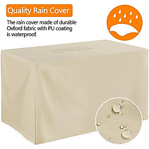 Yaheetech Propane Fire Pit 43in, Rectangle Propane Fire Pit Table 50,000 BTU Firepit with Ceramic Tabletop & Steel Base, Glass Fire Stones & Water-Resistant Cover for Outside