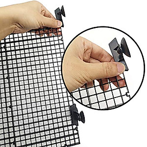 TIHOOD 4PCS Aquarium Divider Tray Plastic Grid Aquarium Egg Crate Light Diffuser, Fish Tank Divider Filter Bottom Isolation with 8PCS Sucker Clip